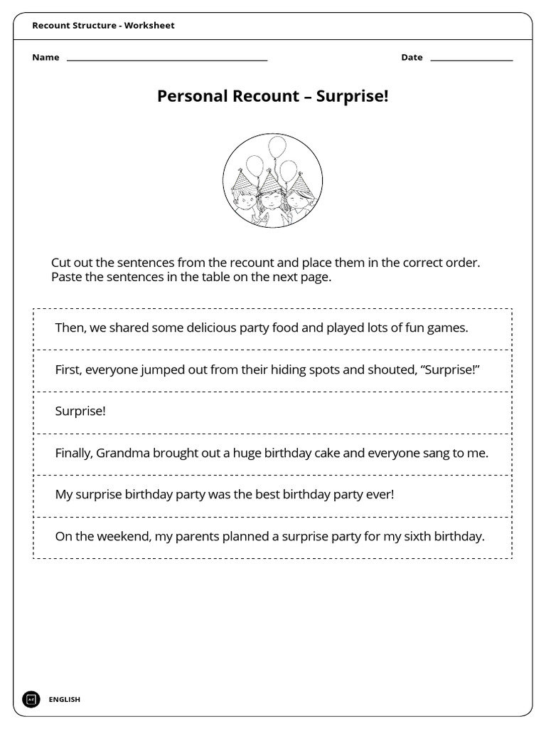 Personal Recount Sequencing Activity Surprise Adobe Reader | PDF