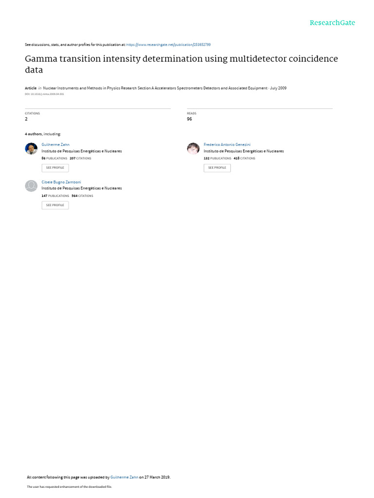 Gamma Transition Intensity Determination Using Mul | PDF | Radioactive Decay | Experiment