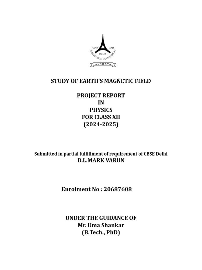 Physics Project Class 12 | PDF | Earth's Magnetic Field | Electromagnetism