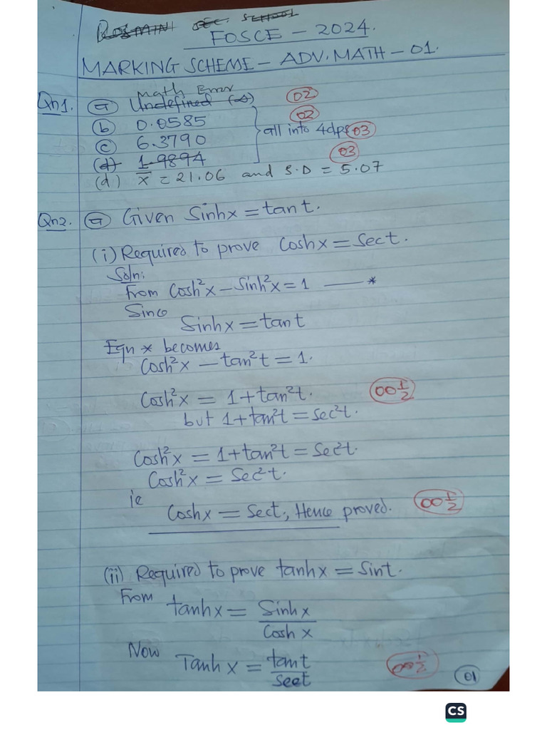 Marking Guide Adv Math P1 Comptence 2024 - 241224 - 023613 | PDF