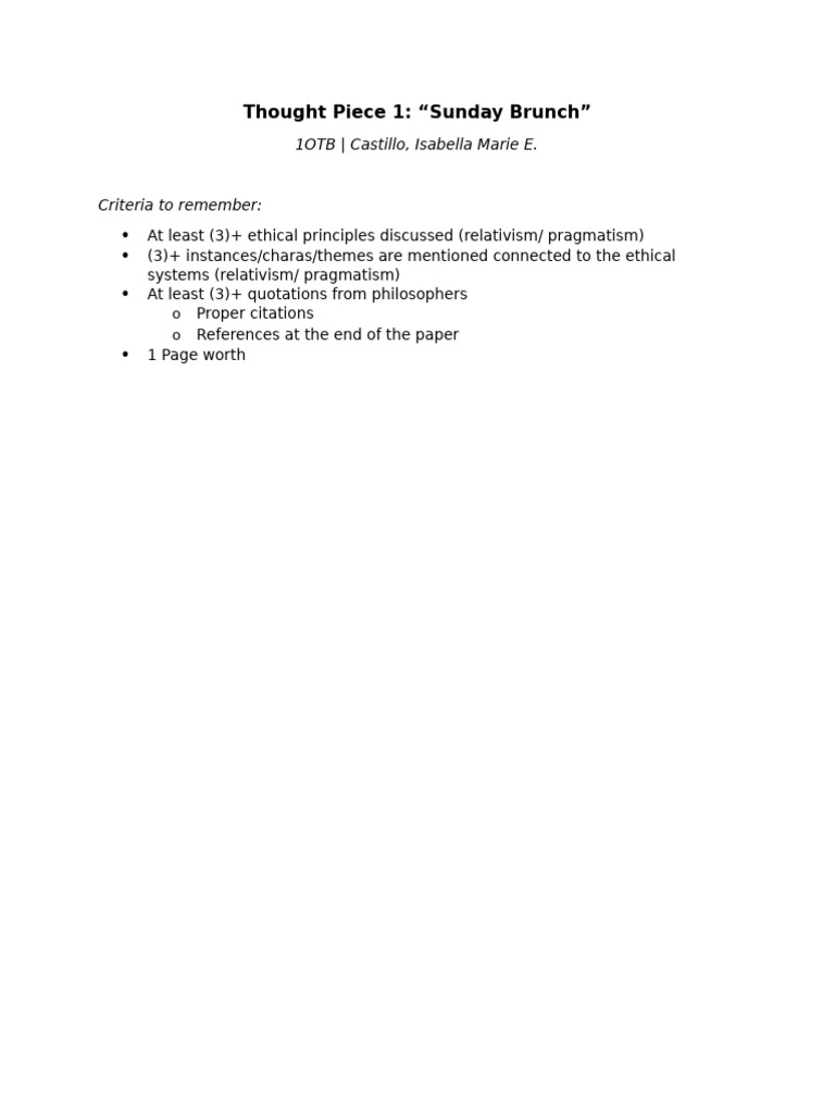 Ethical Principles in Sunday Brunch | PDF