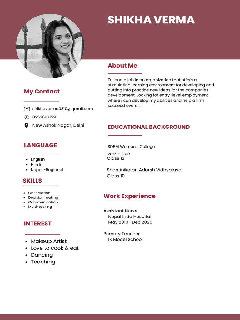 Shikha Verma: Nursing & Teaching Profile | PDF