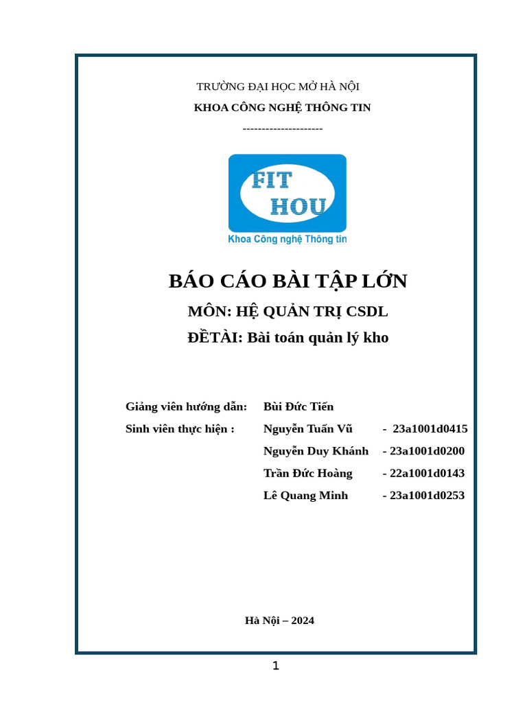 Bai Tap Lon HQTCSDL | PDF