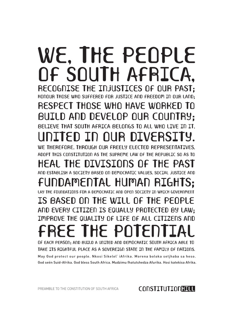 Preamble To The SA Constitution | PDF