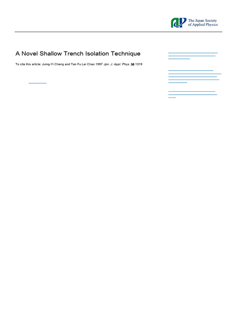 SiN for Shallow Trench Isolation | PDF