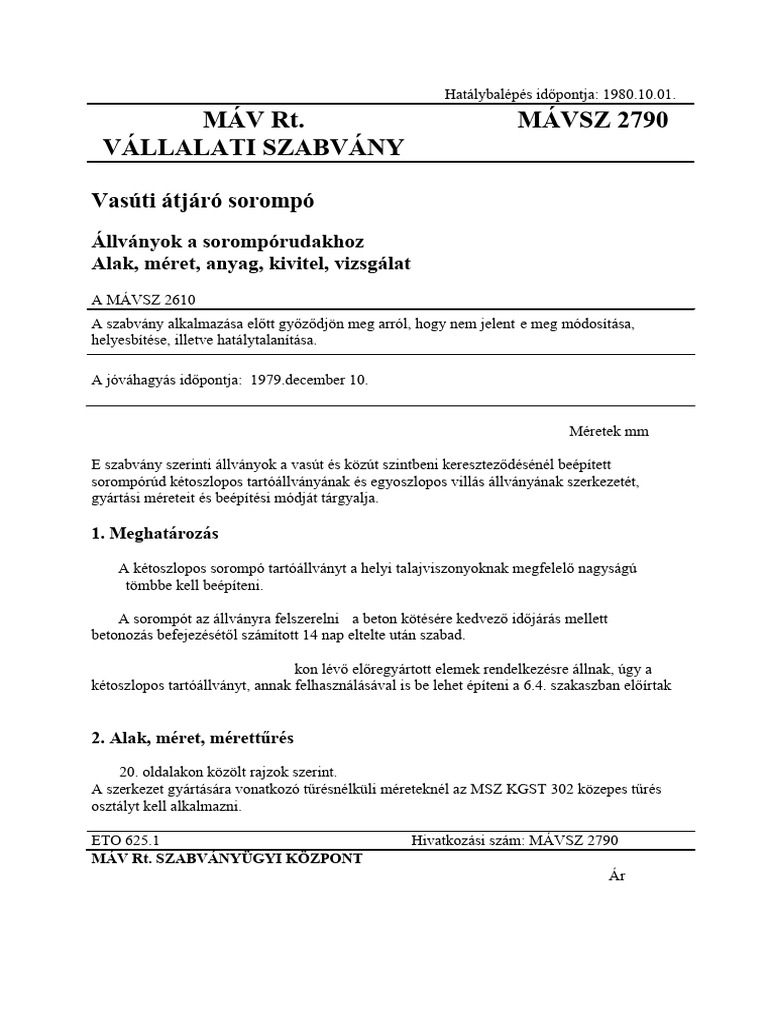 Mávsz 2790-2-1979 Vasúti Átjáró Sorompó. Állványok A Sorompórudakhoz ...