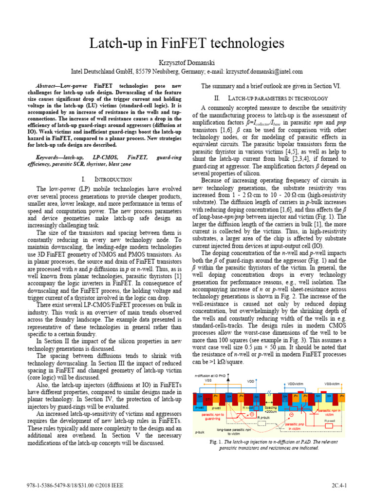 Latch-Up in FinFET Technologies | PDF | Mosfet | Bipolar Junction ...