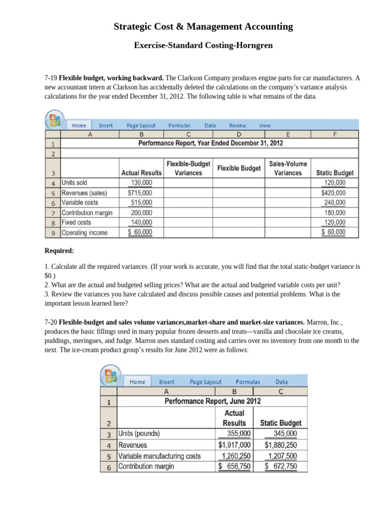 Strategic Cost & Mgt-Standard Cost-New-Horngren-Ex | PDF | Ice Cream ...