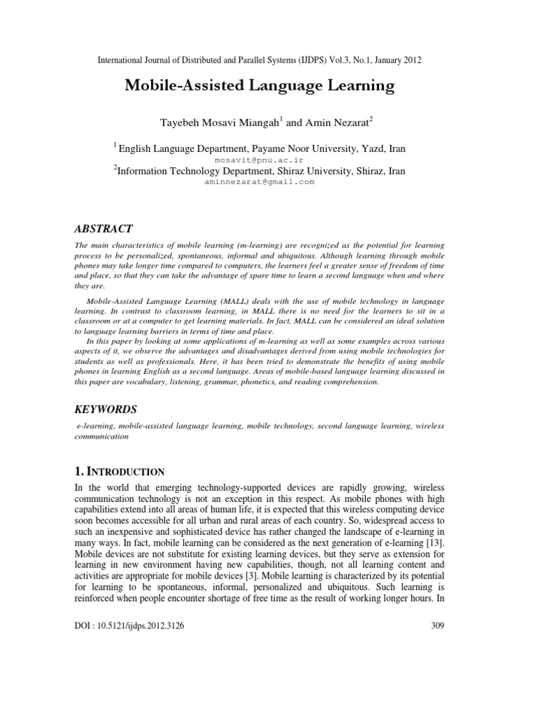 Mobile-Assisted Language Learning | PDF | Educational Technology | Learning