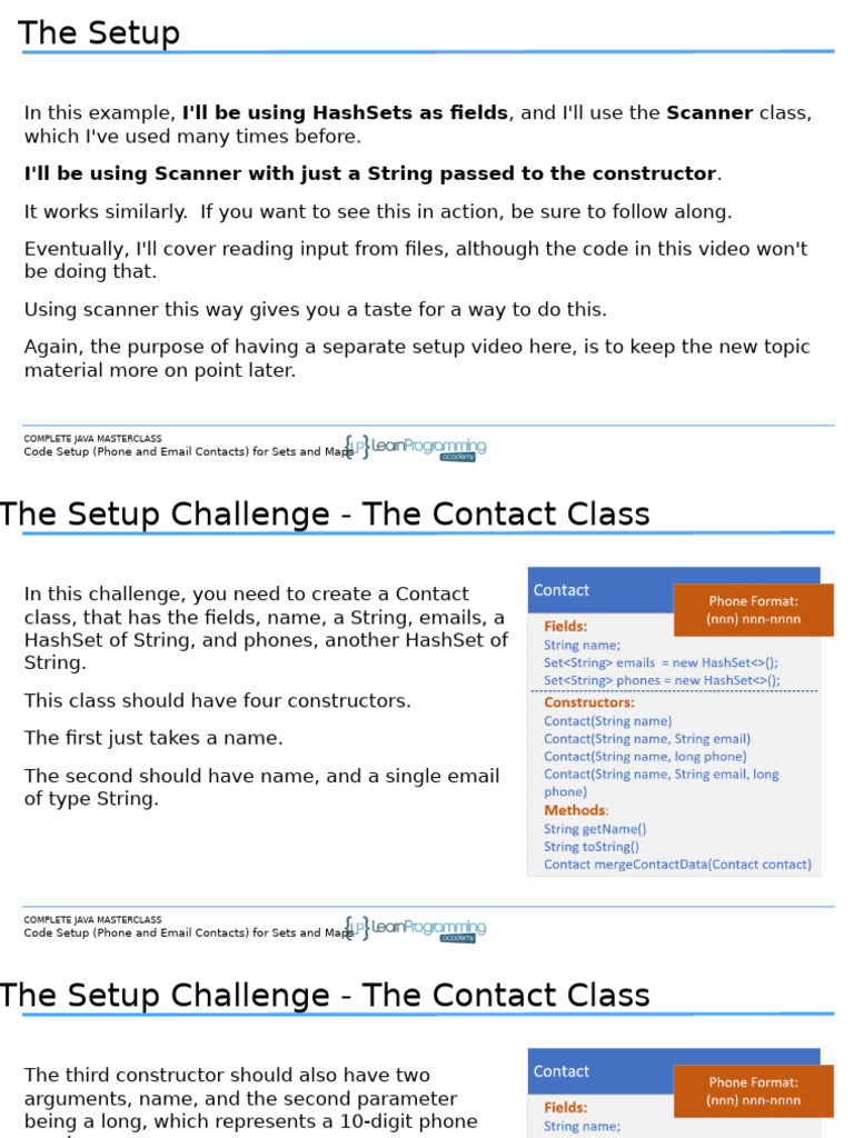 Slides Java Collections Code Setup Phone And Email Contacts For Sets And Maps Pdf