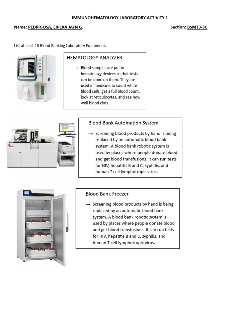 IMMUNOHEMATOLOGY LABORATORY ACTIVITY 1 by PEDRIGOSA | PDF | Blood ...