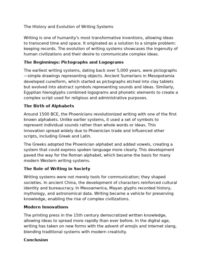 The History and Evolution of Writing Systems | PDF