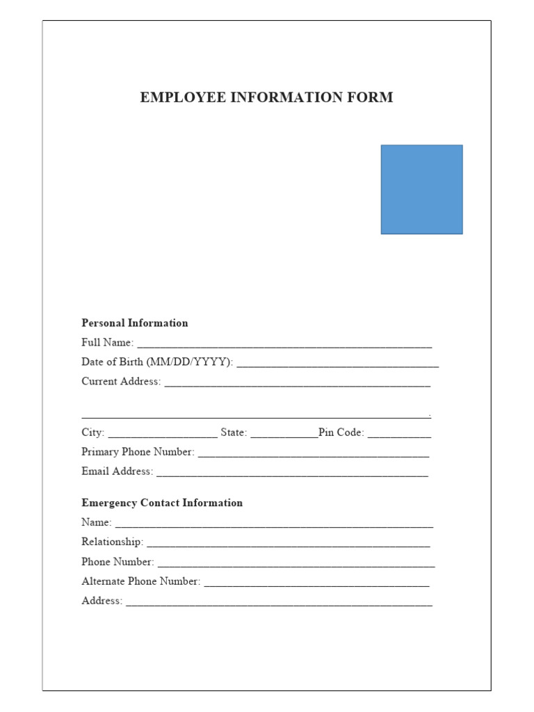 Employee Information Form | PDF