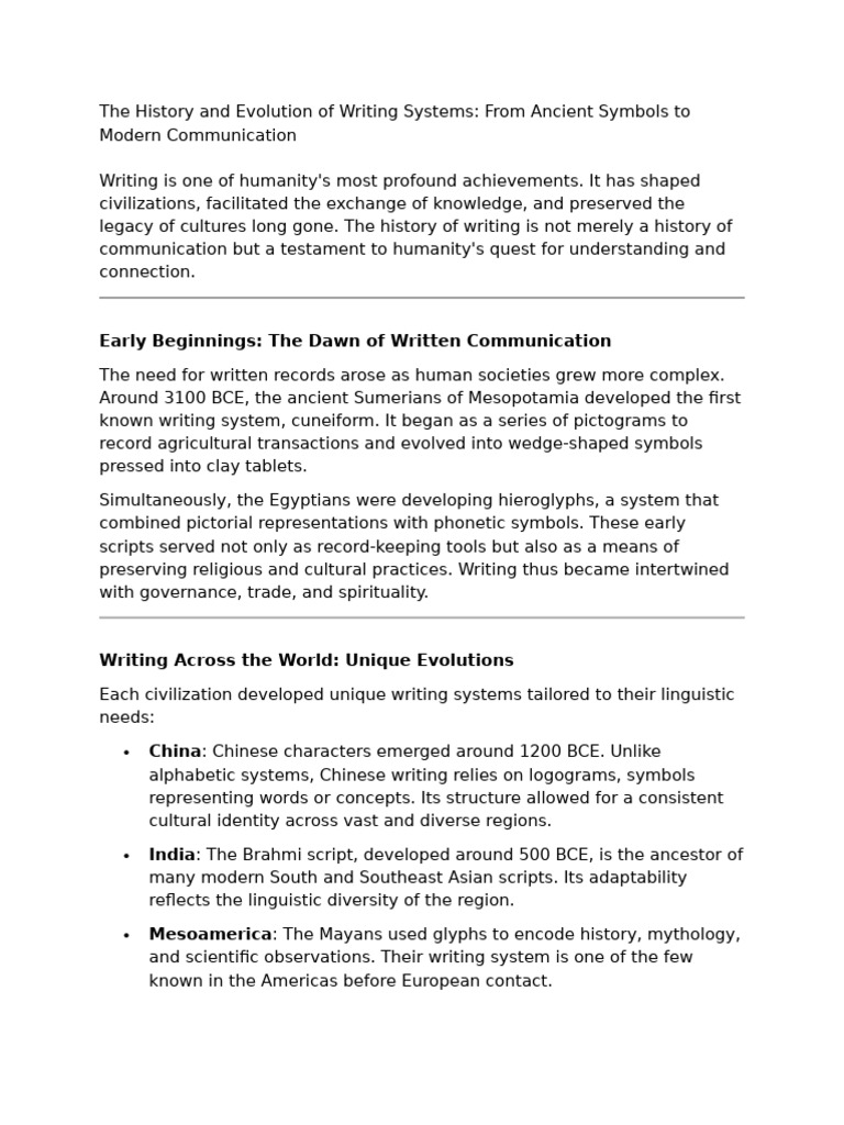 The History and Evolution of Writing Systems | PDF | Writing | Alphabet