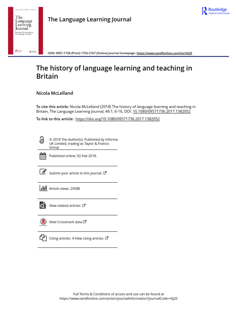 The History of Language Learning and Teaching in Britain | PDF ...