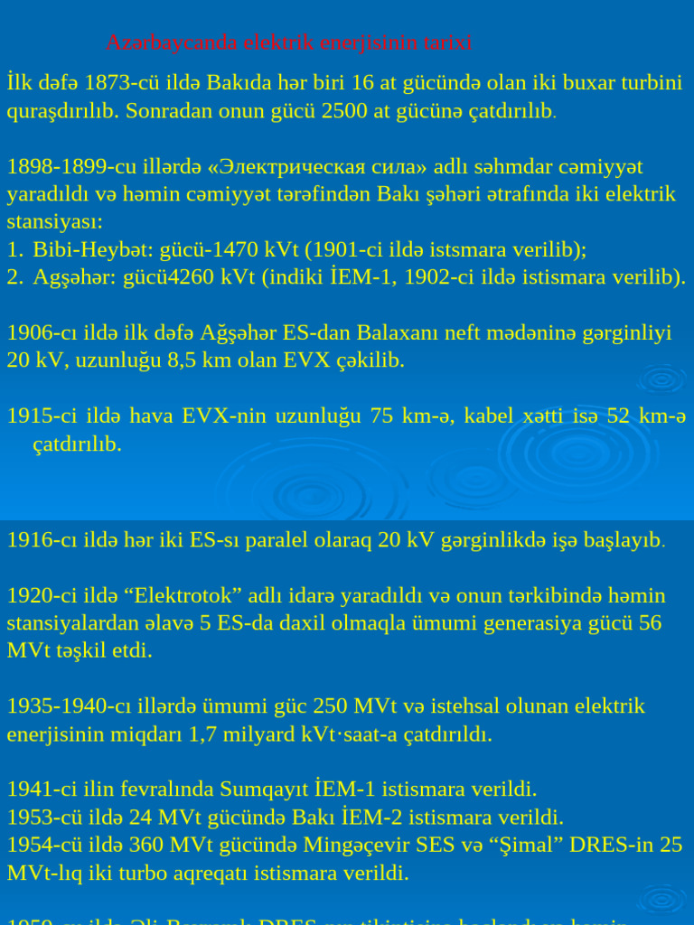Elektrik Enerjisinin İstehsalı Slayd | PDF