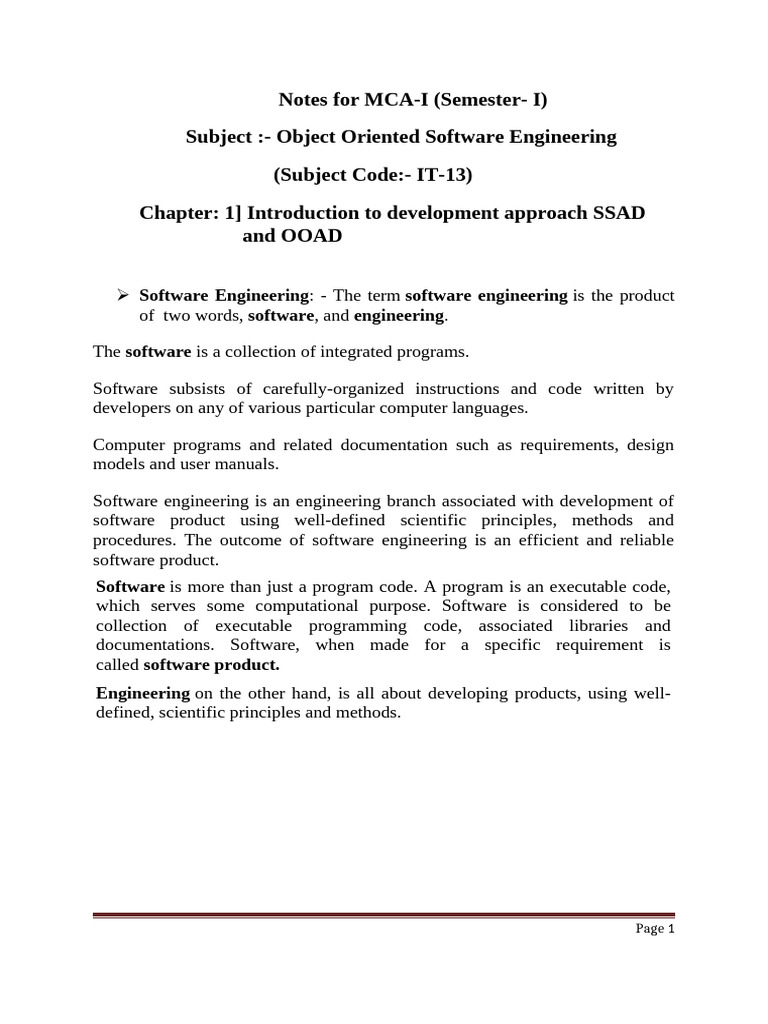 Chapter 1 Introduction To Development Approach SSAD and OOAD | PDF ...