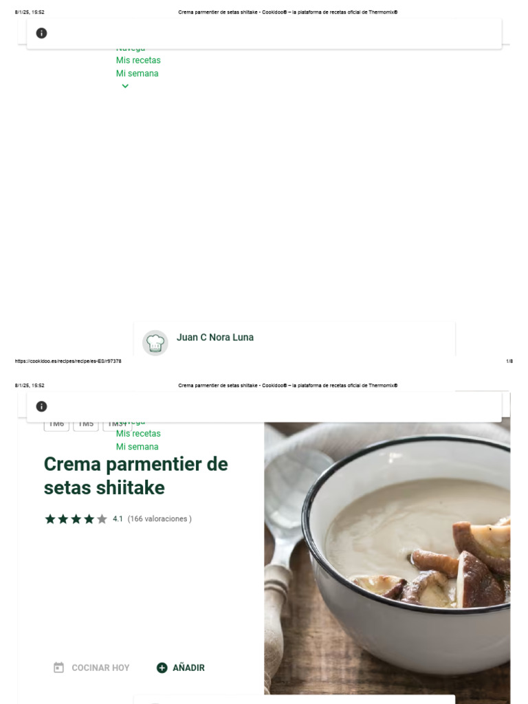 Crema Parmentier de Setas Shiitake | PDF | Cocina | Alimentos