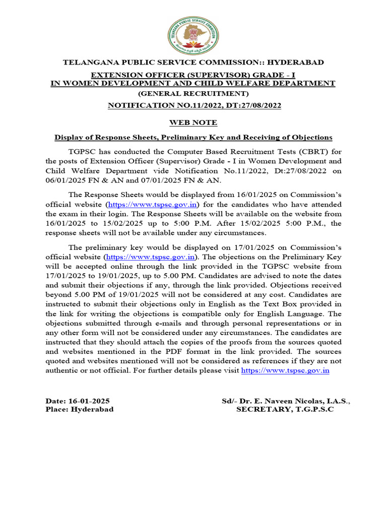 EO 1122 Preliminary Key WebNote20250116183612 | PDF