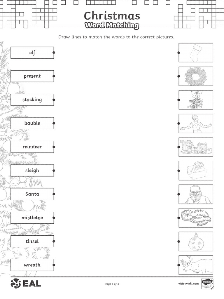 Christmas Word Matching Activity | PDF | Santa Claus | Christmas