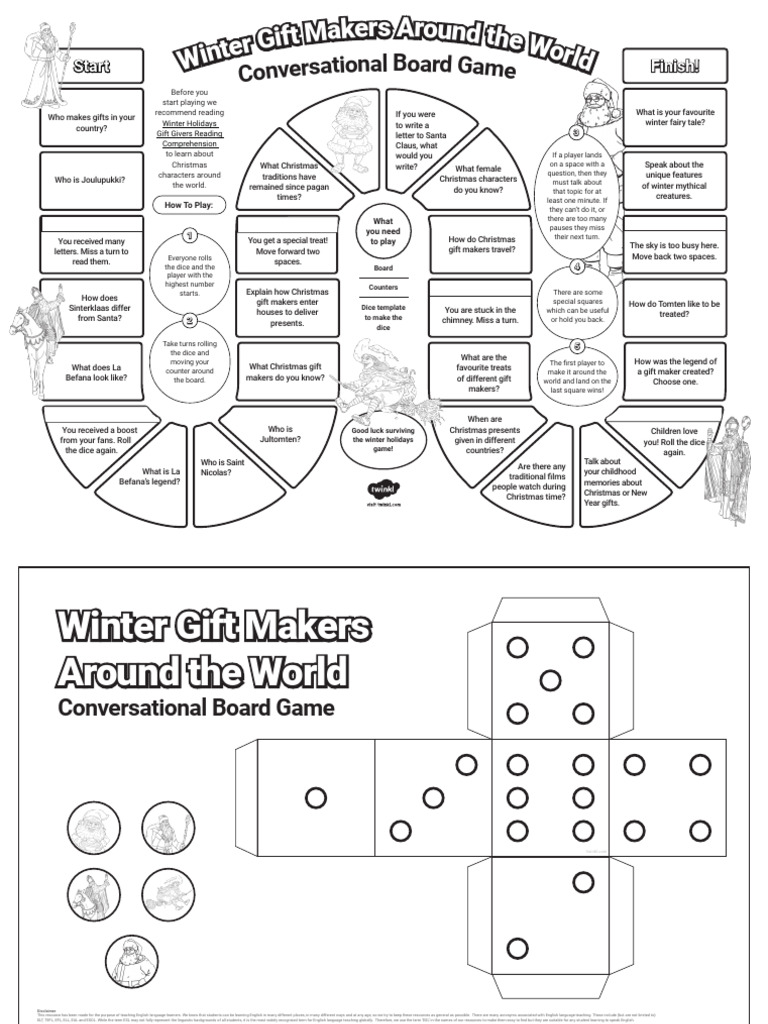 Winter Gift Makers Board Game Guide | PDF | English As A Second Or ...