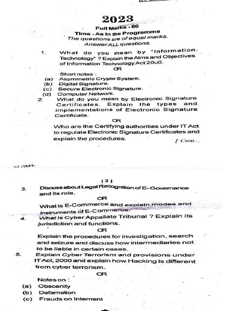 Questions Cyber Law | PDF | Cyberwarfare | Security