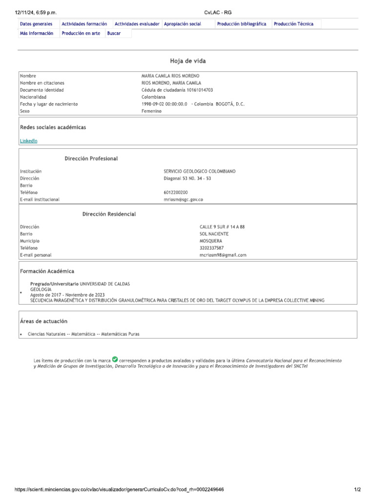 HDV MariaCamilaRiosM | PDF