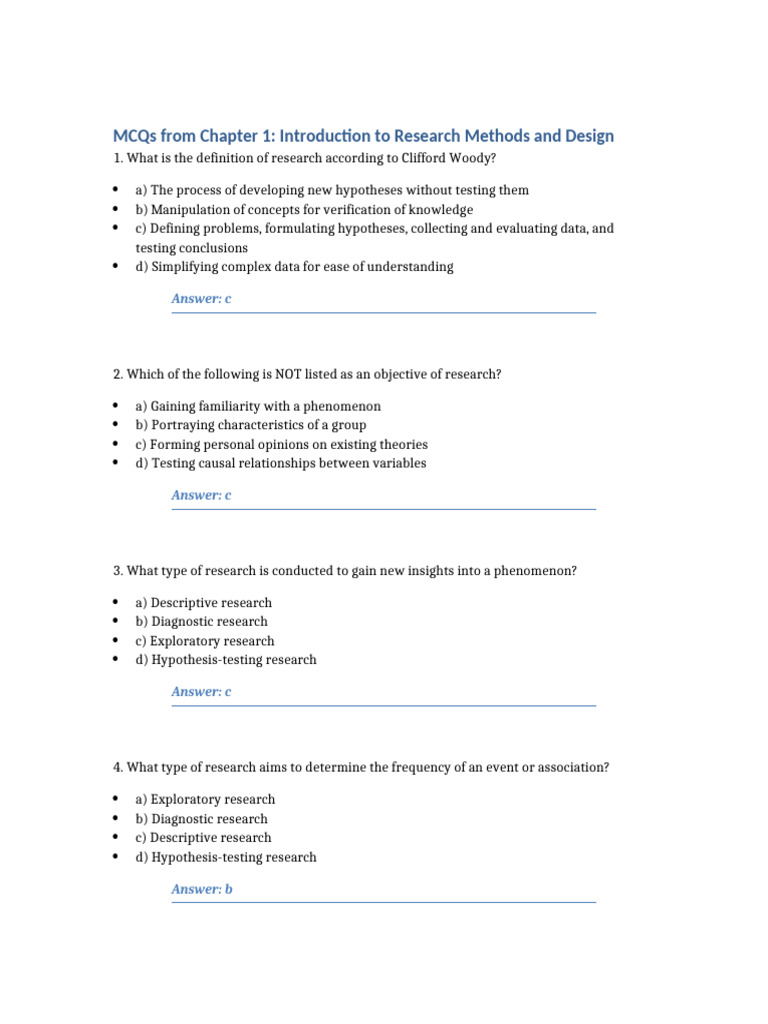 Research Methods MCQs Overview | PDF | Epistemology Of Science ...