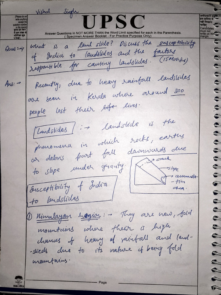 UPSC Specimen Answer Booklet Guide | PDF