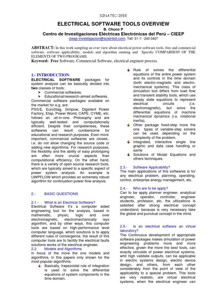 Electrical Software Tools Overview | PDF