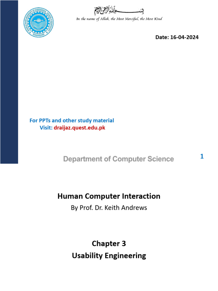 HCI Lecture 3 and 4 16-04-2024 | PDF | Usability | Computing