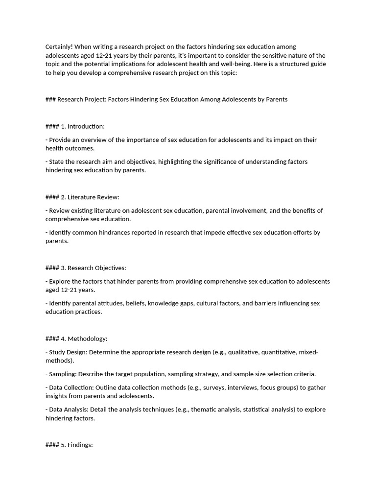 Reserch Document | PDF | Sex Education | Methodology