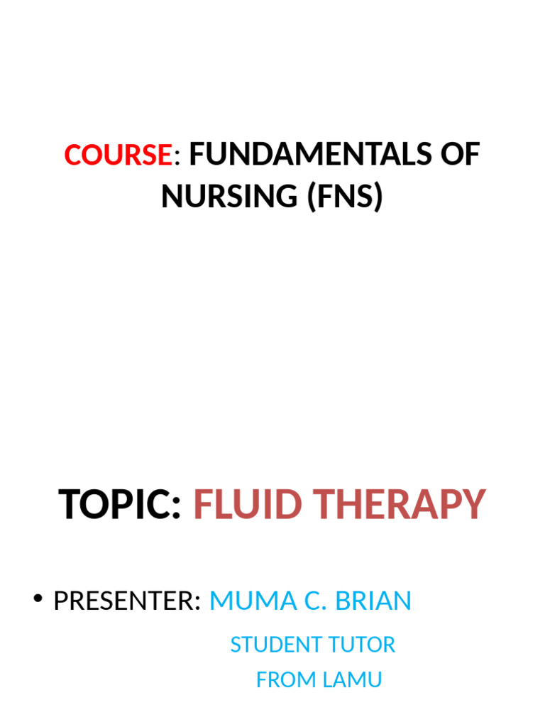 Fluid Therapy in Nursing Basics | PDF | Intravenous Therapy | Medical ...