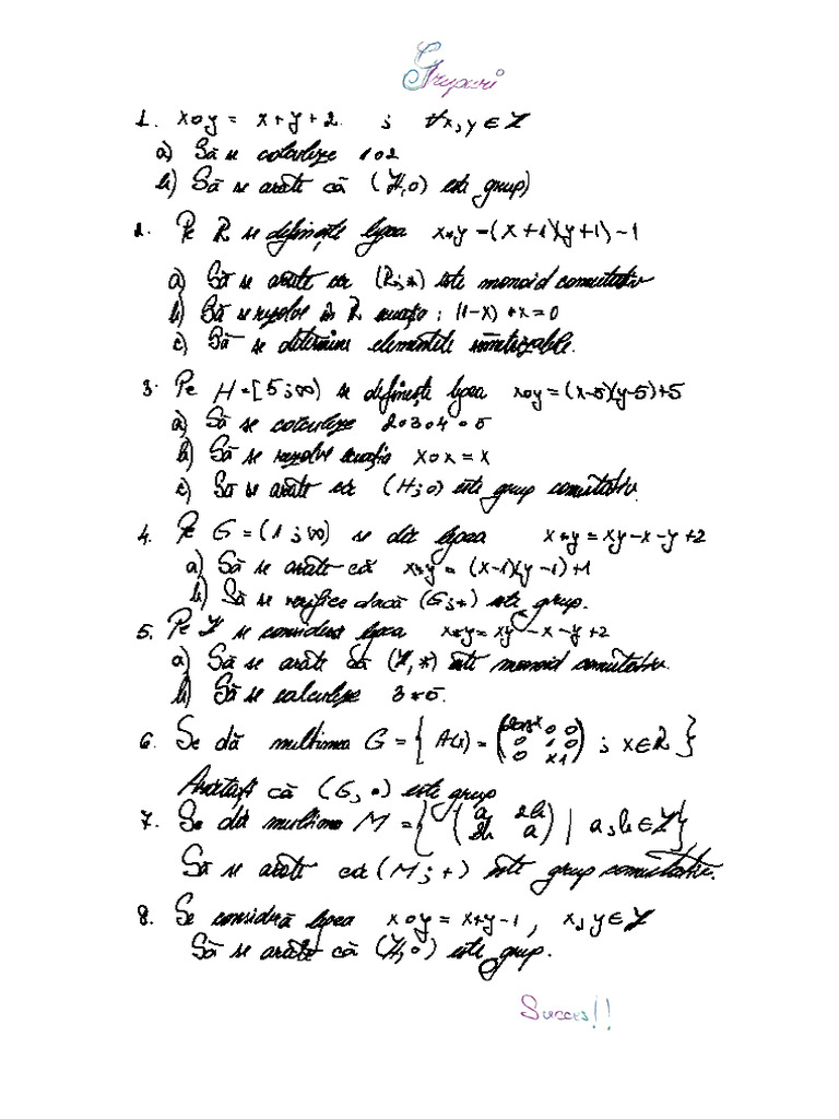 Tema Grupuri - Legi de Compozitie - Tehnologic | PDF