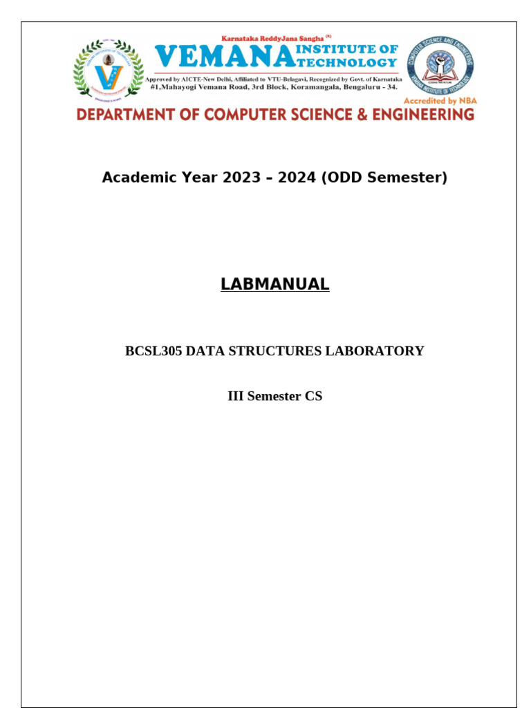 BCSL305- DS | PDF | Engineering | Queue (Abstract Data Type)