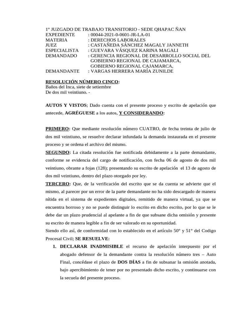 Modelo Apelacion - Inadmisible | PDF