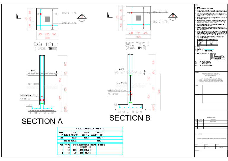 Pad Foundation Details and Section | PDF