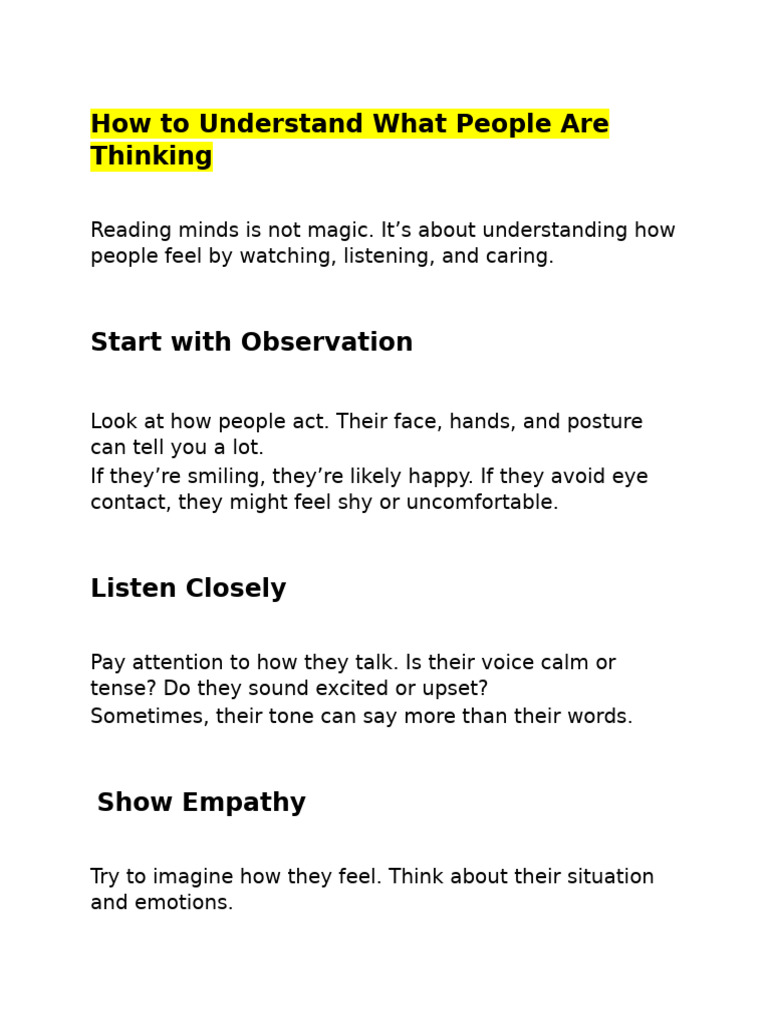 How to Understand What People Are Thinking | PDF