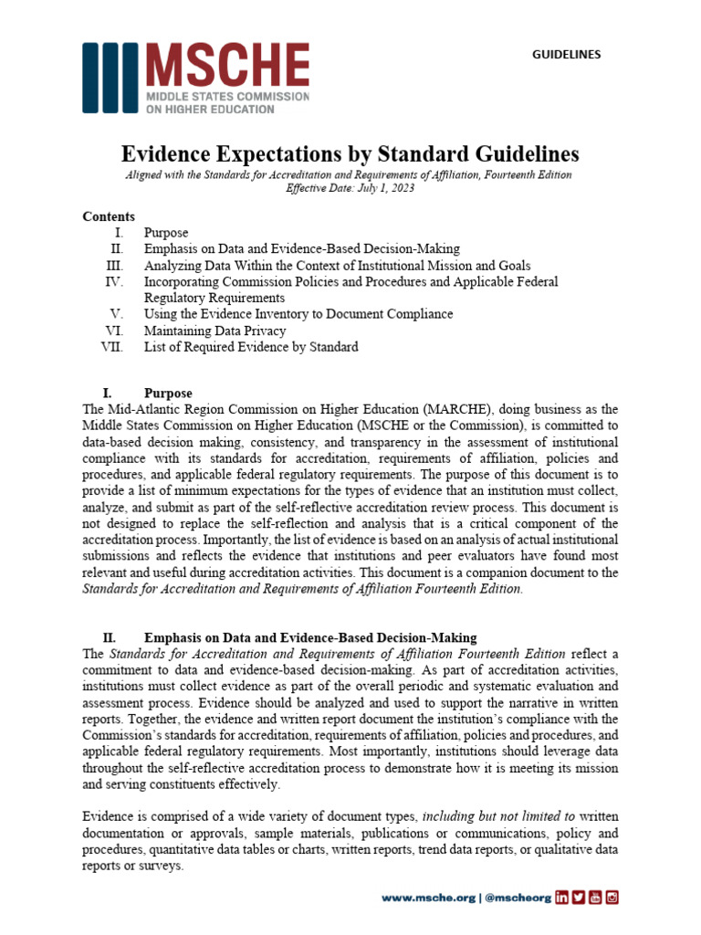 Accreditation Evidence Guidelines 2023 | PDF | Regulatory Compliance ...