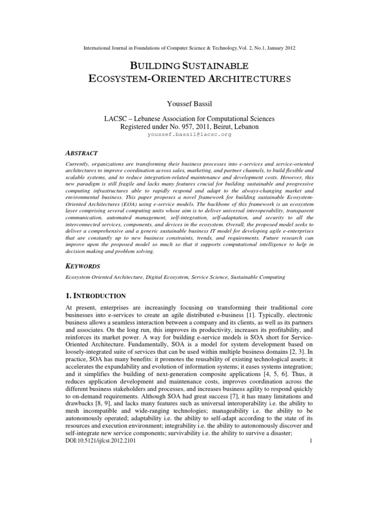 Building Sustainable Ecosystem Oriented Architectures Pdf Service