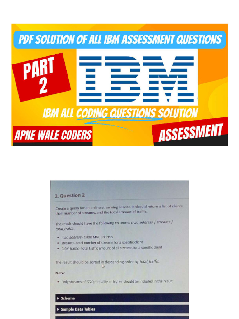 IBM Assessment SQL Questions | PDF