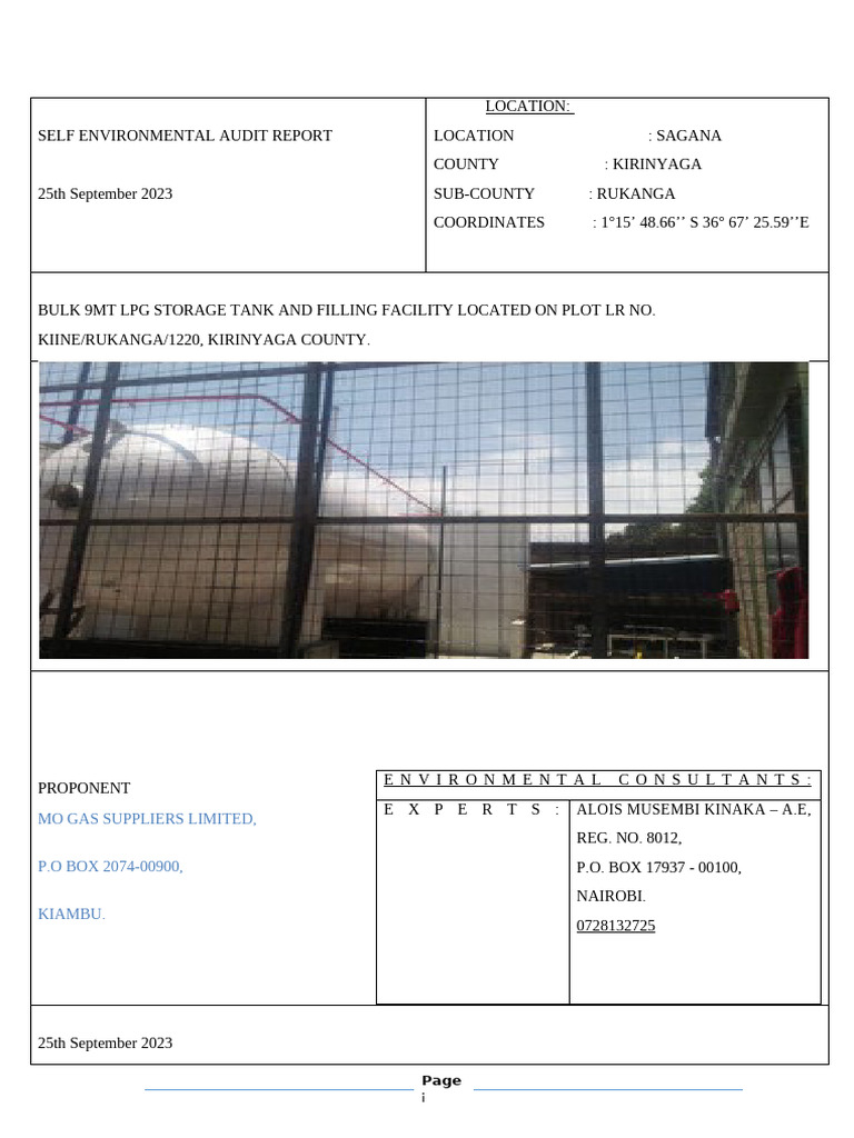 Self-Environmental Audit Report: MO Gas | PDF | Occupational Safety And ...