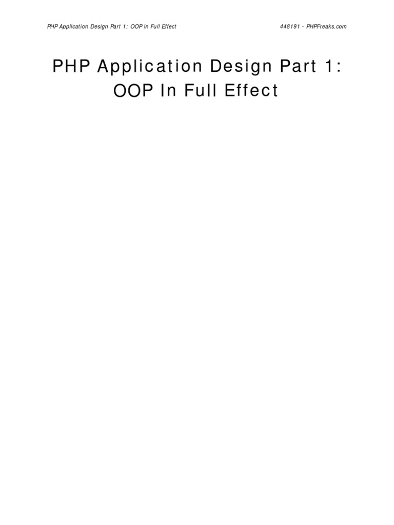 Php Application Design Part 01 Oop In Full Effect Pdf Class Computer Programming