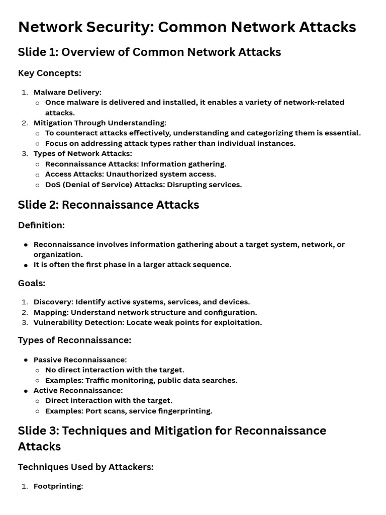 Common Network Attacks: Reconnaissance Attacks | PDF | Computer Network ...