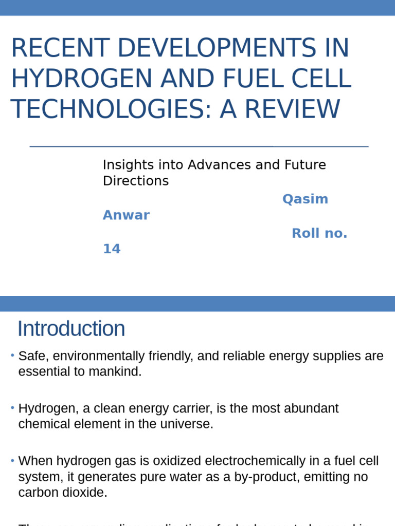 presentation fuel cells Qasim anwar | PDF | Fuel Cell | Hydrogen