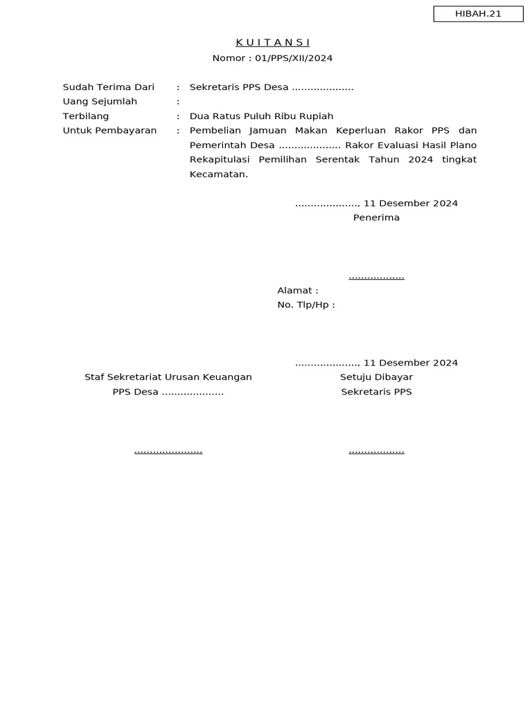 Format Kuitansi Pps | PDF