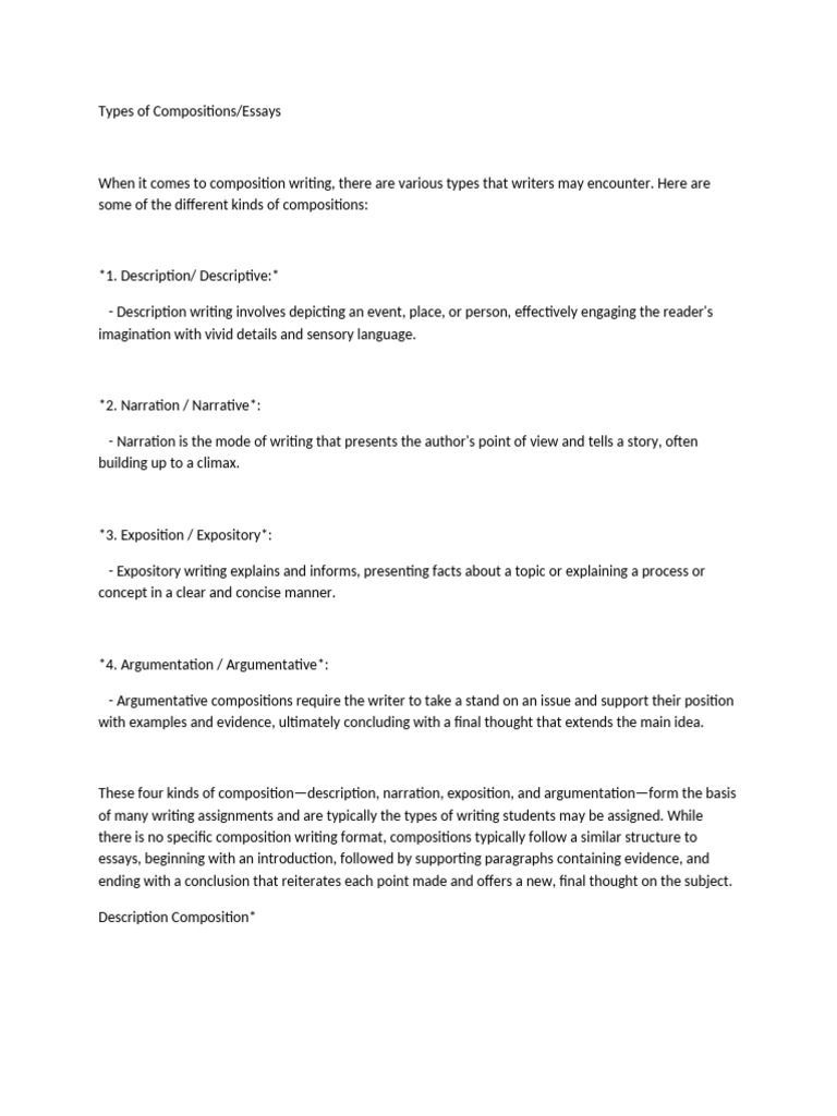 Types of Compositions Important | PDF