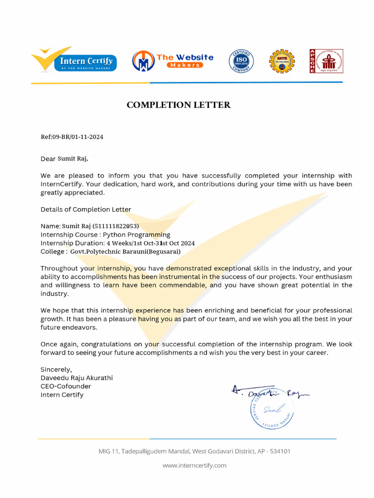 Completion Letter From Intern Certify - 20241126 - 085519 - 00 Sumit ...