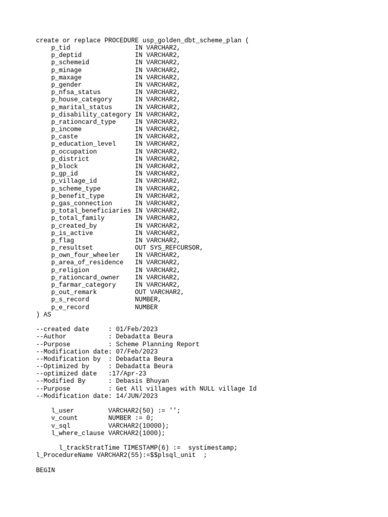 Usp Golden DBT Scheme Plan | PDF | Sql | Databases