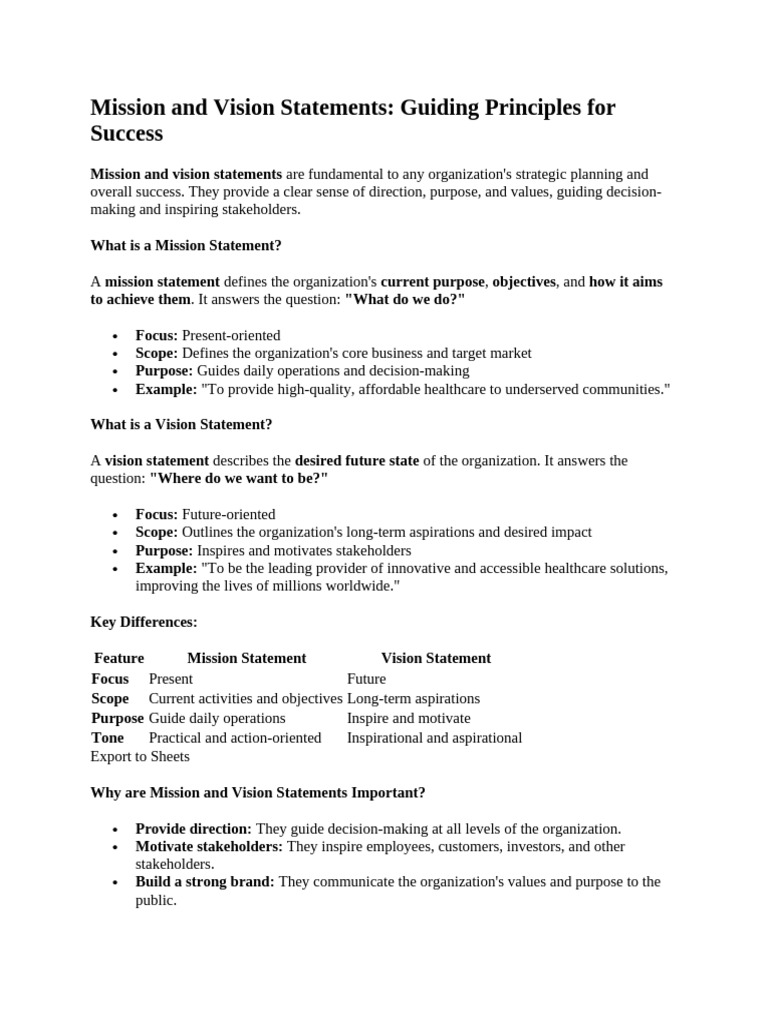 Mission & Vision: Strategic Essentials | PDF | Strategic Planning ...